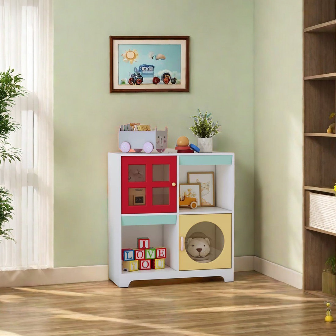 Vivid Space Creation Colorful Storage Cabinet with Ceramic Handles ...