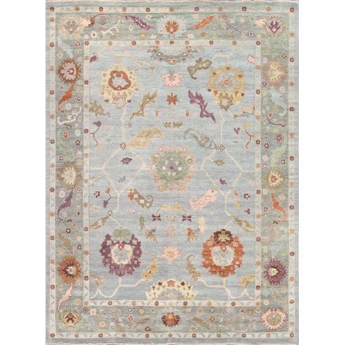 Pasargad Oushak Wool Oriental Area Rug in Blue / Green | Perigold