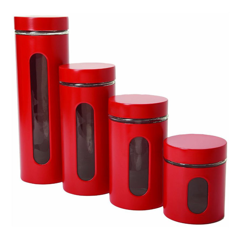 Anchor Hocking 4 Piece Palladian Window Cylinder Canister Set in Cherry ...