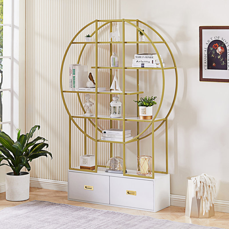 Everly Quinn 70.8 Inch Round Office Bookcase Bookshelf | Wayfair