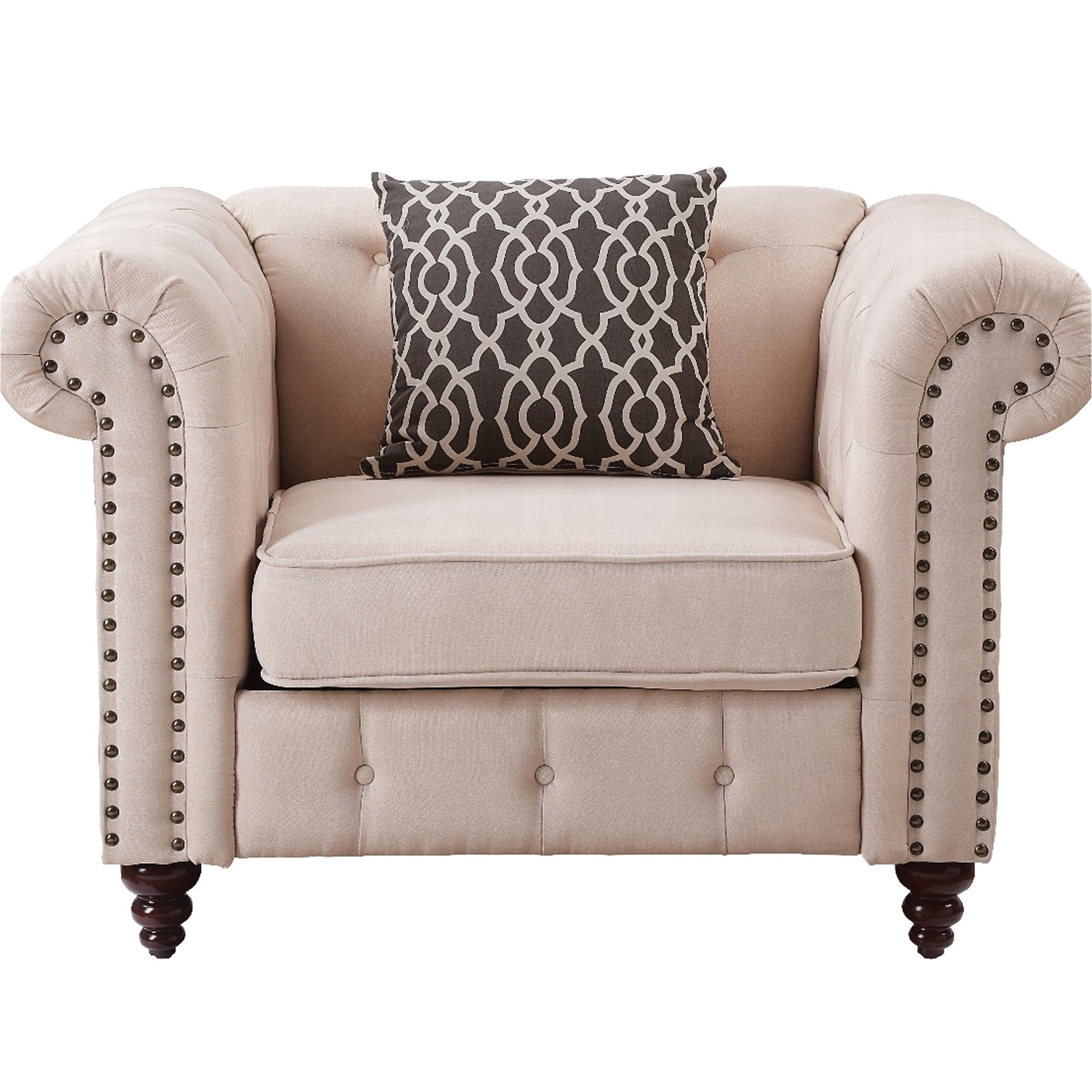 Canora Grey Beige Reclining Chair With Cozy Decorative Cushion - Linen ...