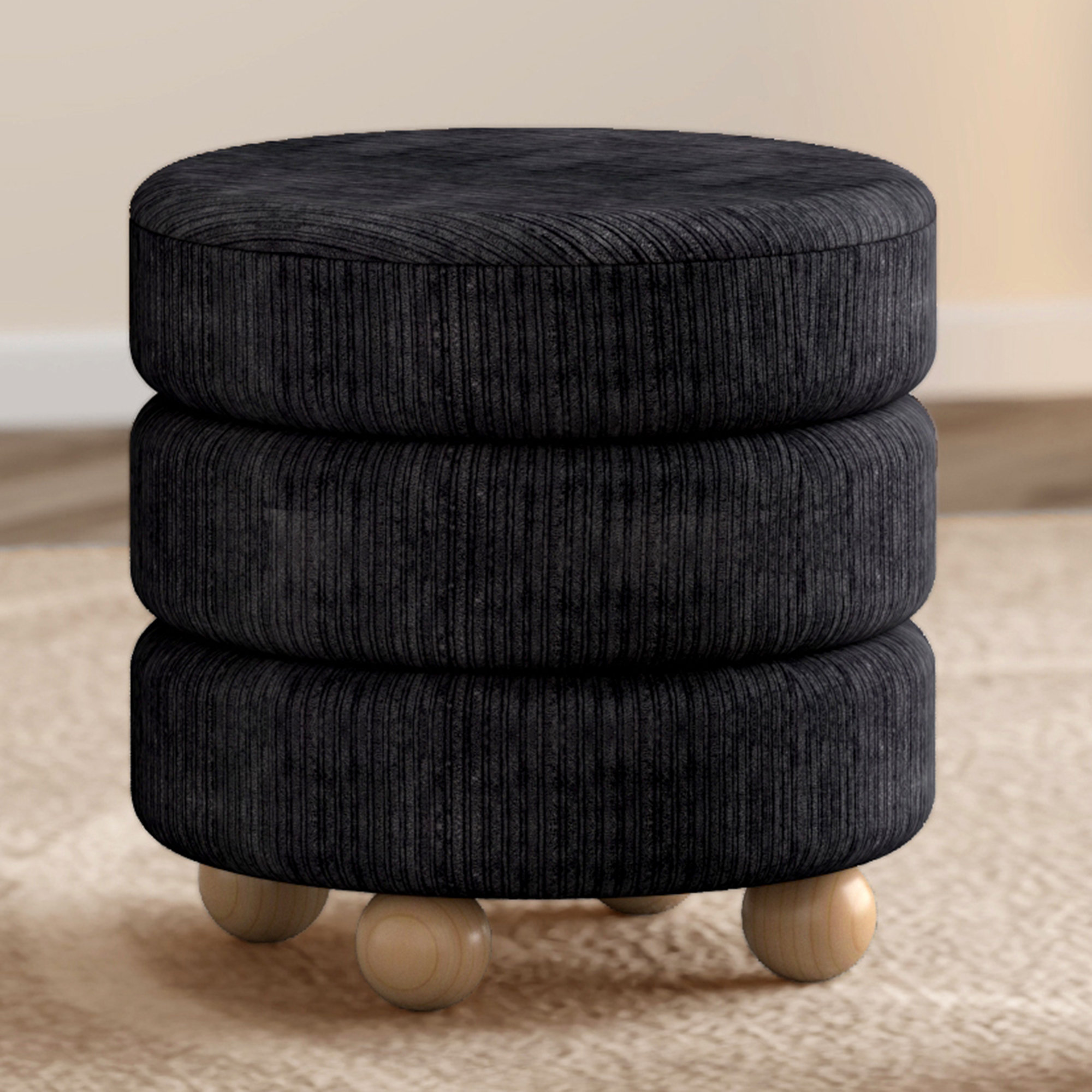 Wrought Studio™ Modern Fabric Round Ottoman | Wayfair
