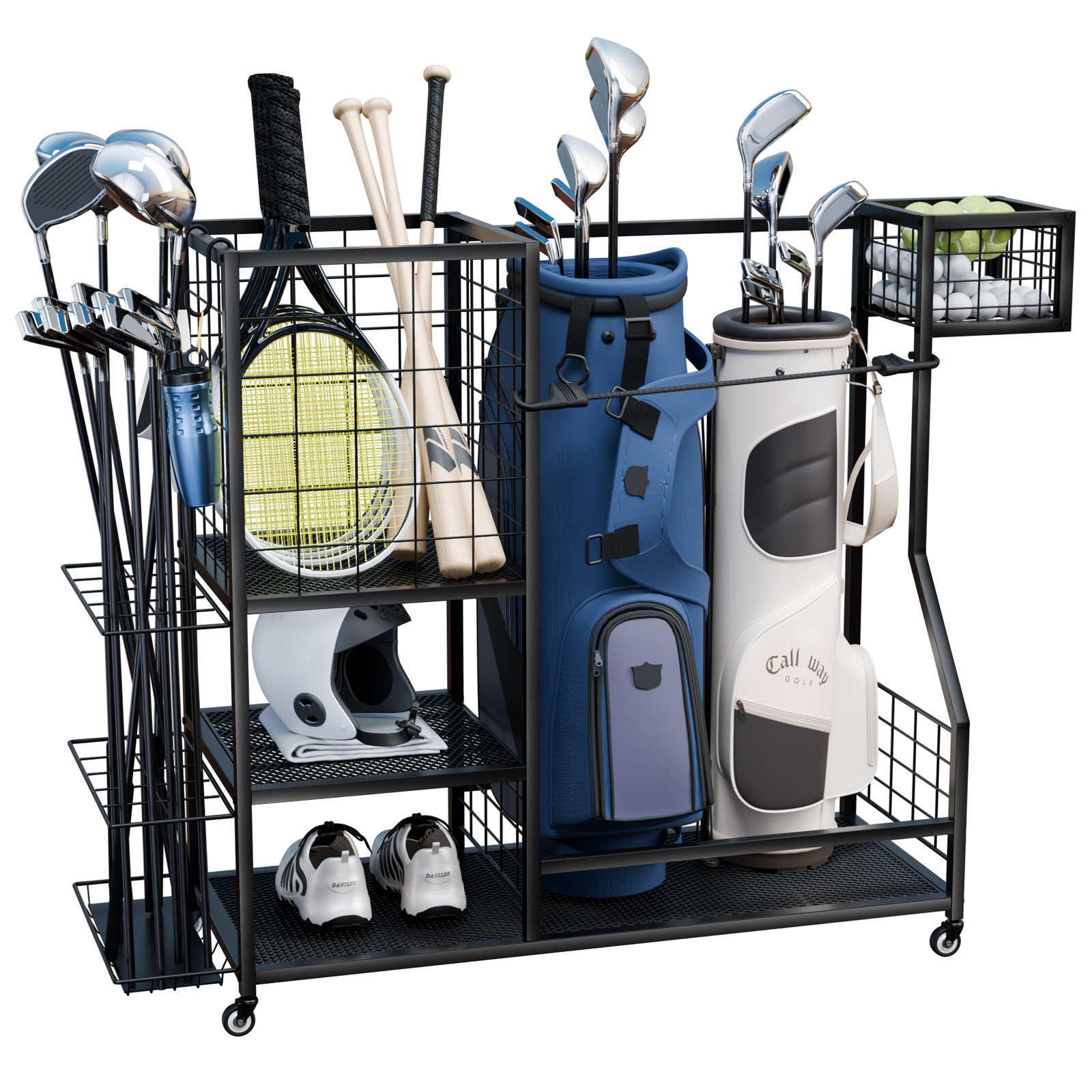 17 Stories Golf Bag Organizer Garage Storage, Golf Bag Storage Rack ...