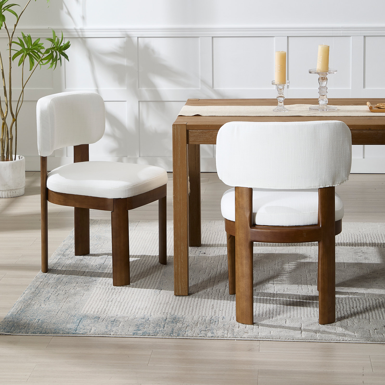 Hokku Designs Upholstered Dining Chairs With Soild Wood Legs Modern ...