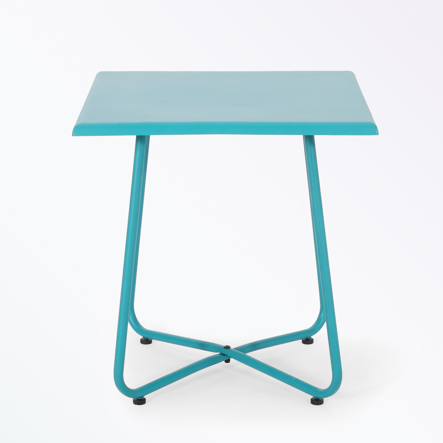 Ebern Designs Outdoor metal frame square shape patio Table with cross ...