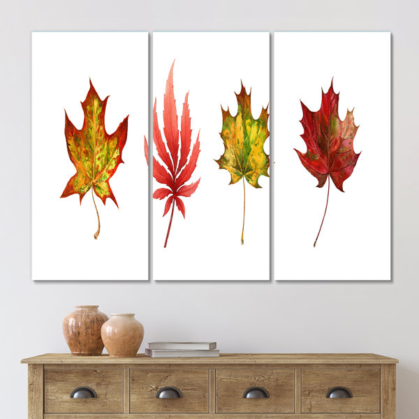 Bless international Red Maple Leaf I On Canvas 3 Pieces Painting | Wayfair