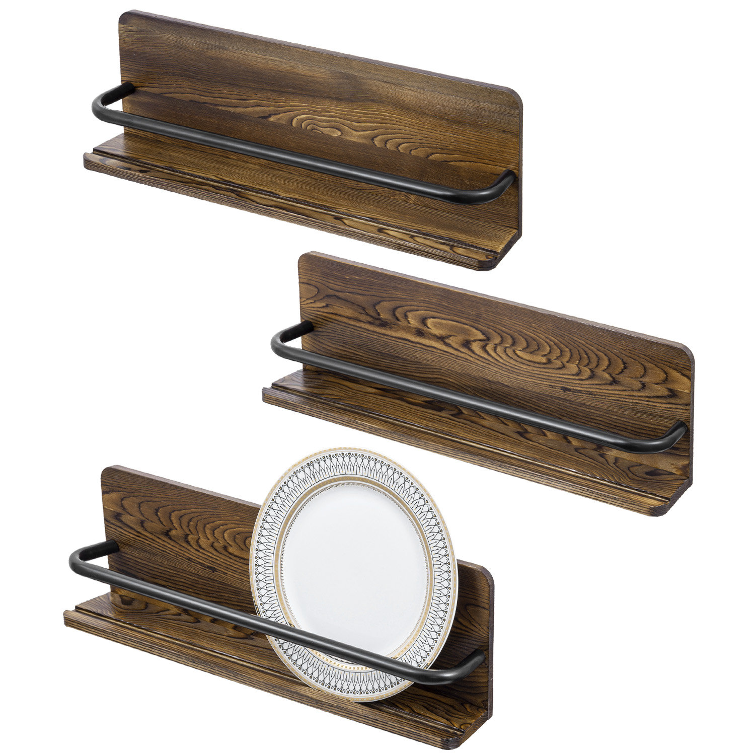 MyGift Set of 3 Kitchen Cabinet Organizer for Plate Display | Wayfair