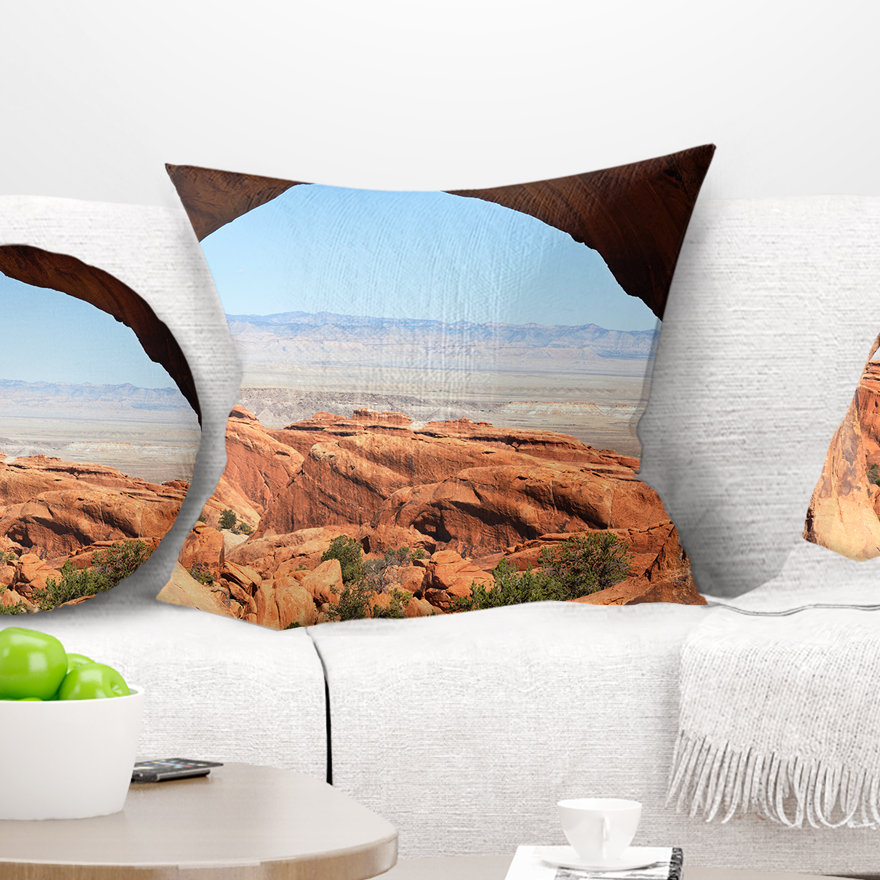 Design Art Huge Arch into Rocky Terrains - Landscape Printed Throw ...