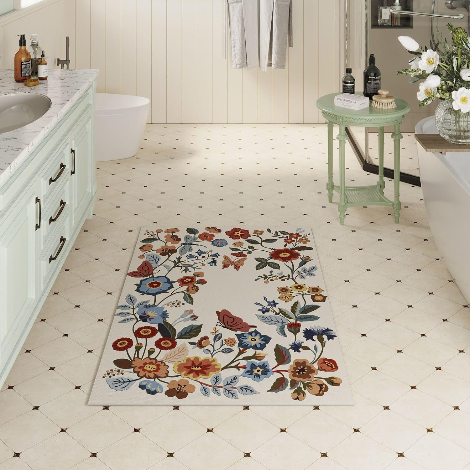 August Grove® With Rubber Backing Soft Floral Insect Carpet Runner For ...