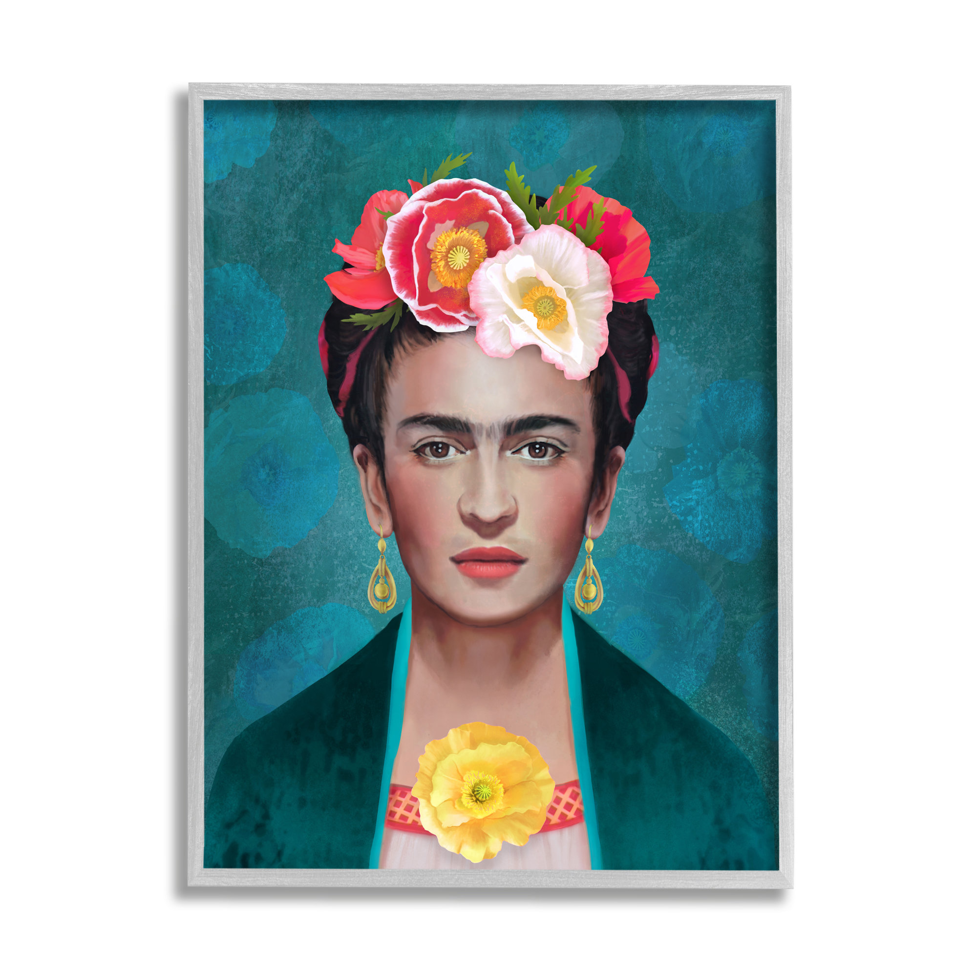 Bungalow Rose Frida Kahlo Floral Portrait Framed On Wood by Diane ...