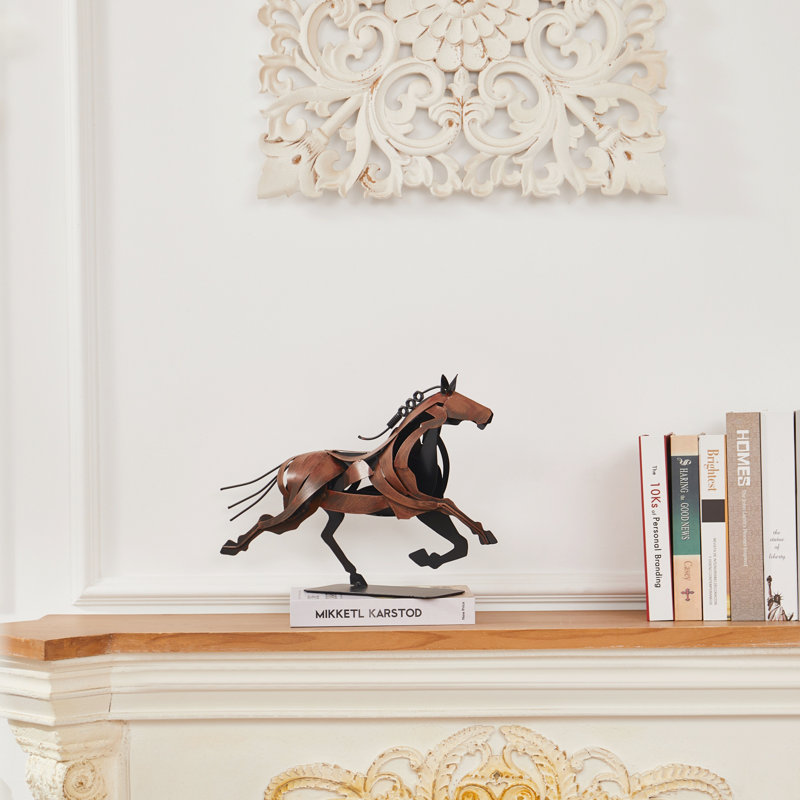 Loon Peak® Handmade Metal Horse Statue Sculpture Décor for Horse Lovers ...