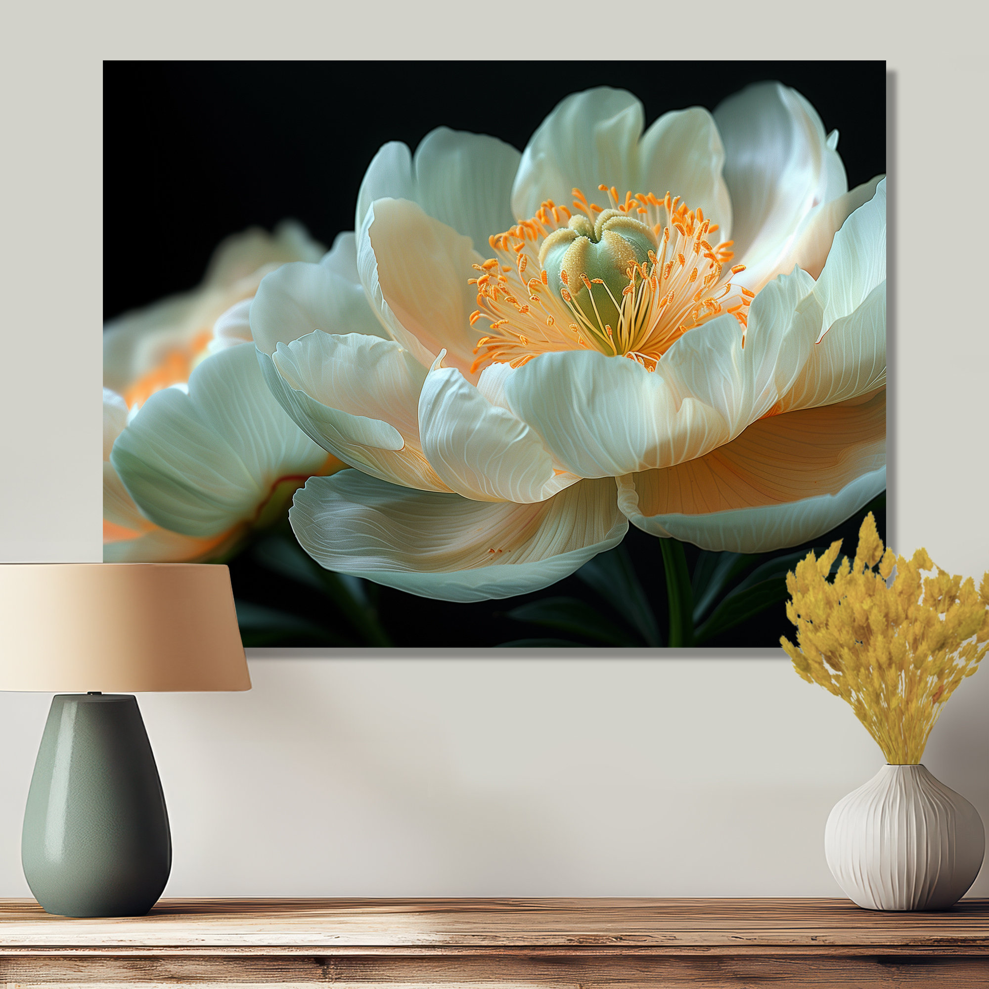 Winston Porter White Black Crystal Peonies Beauty II - Peonies Wall Art ...
