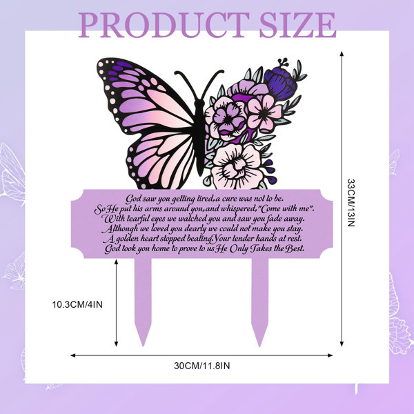 August Grove® Memorial Stakes Grave Decorations Butterfly Memorial ...