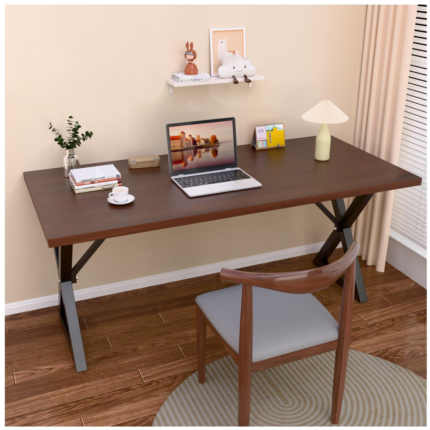 17 Stories Heavy Duty Computer Desk 47 X 24 Inch Rustic Sturdy ...