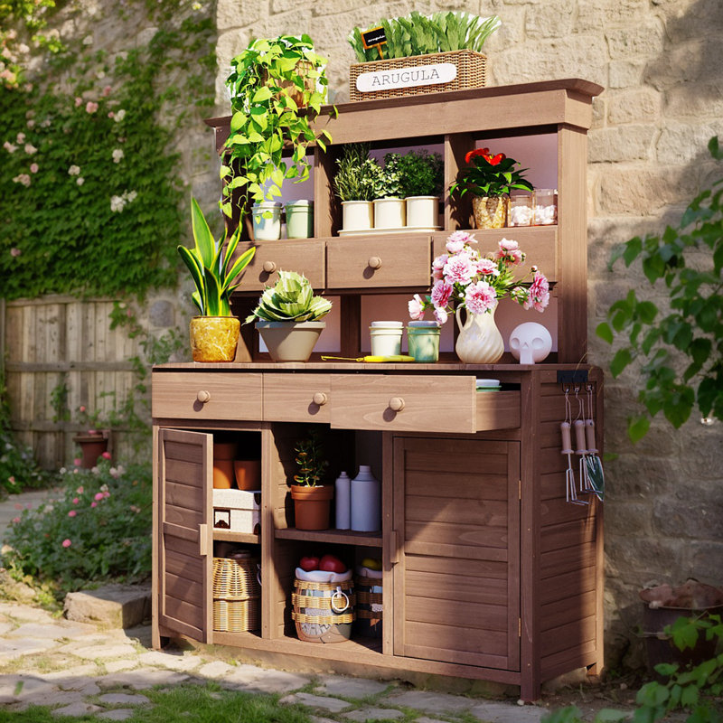 rustic garden work bench