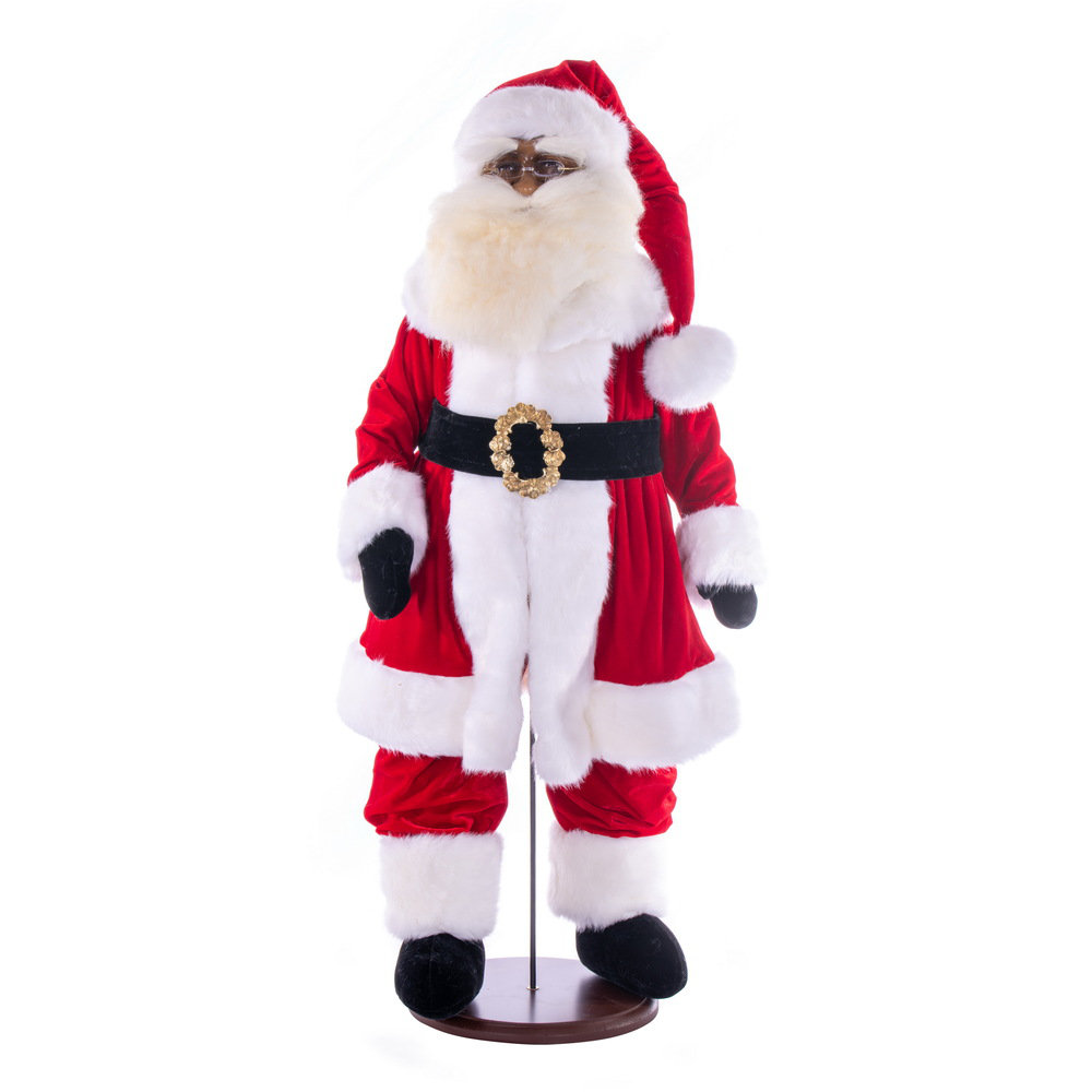 The Holiday Aisle® 36" Red Traditional Velvet Dark Complexion Santa ...