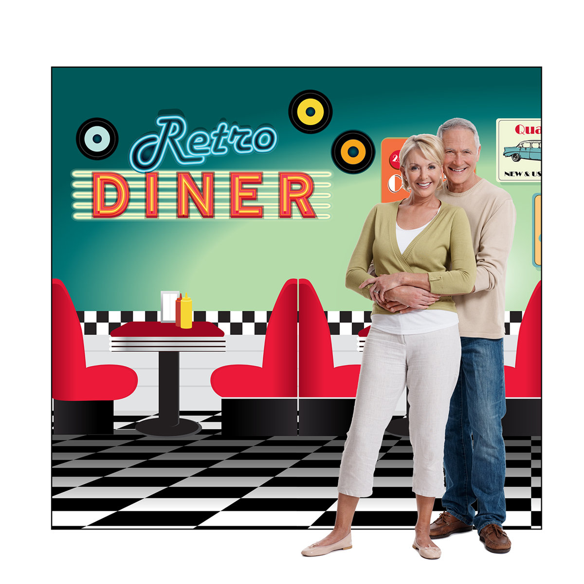 Advanced Graphics 50's Backdrop Double Wide Cardboard Standup | Wayfair