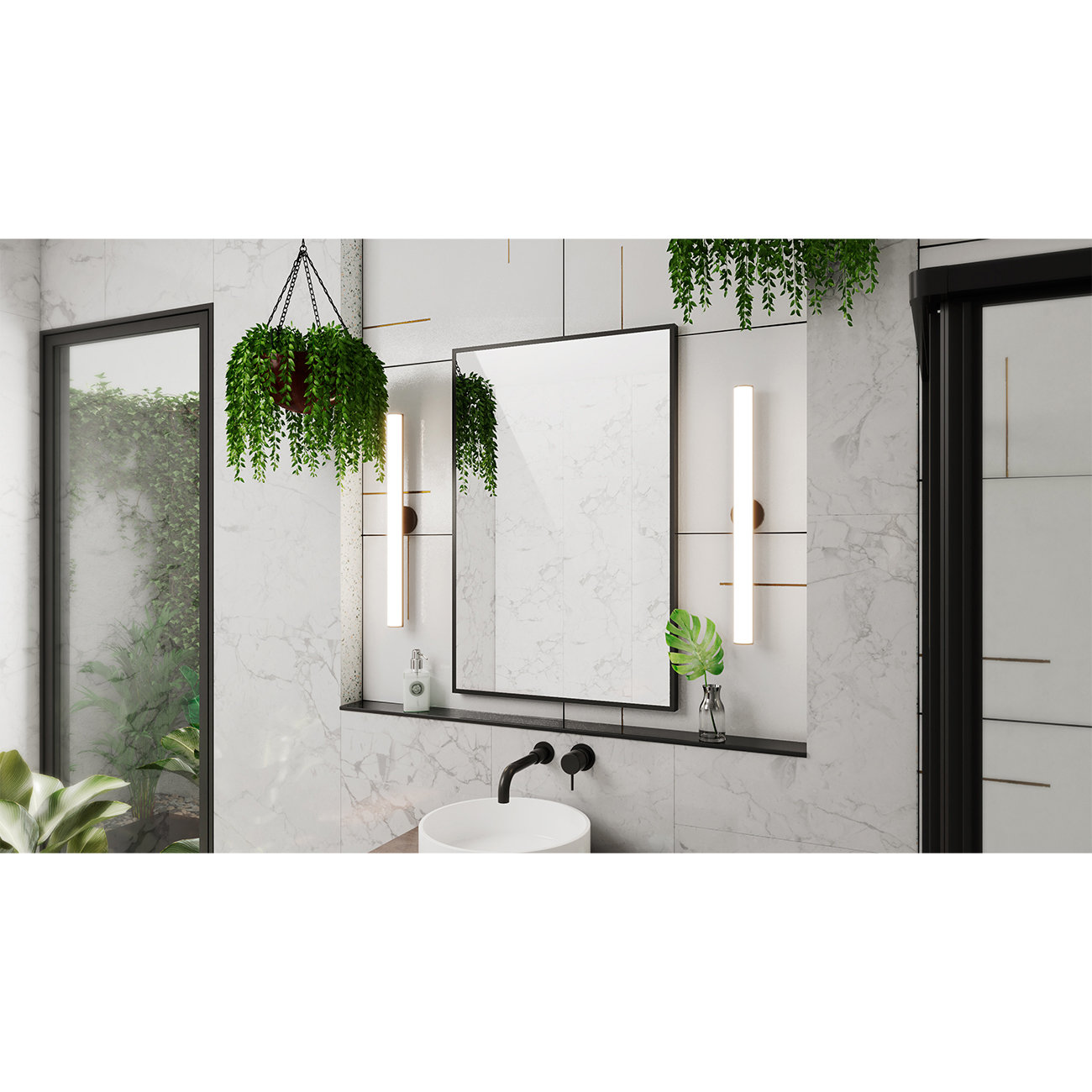 DreamLine Prospero 36 in. H x 24 in. W Rectangular Hanging Mirror, | Wayfair
