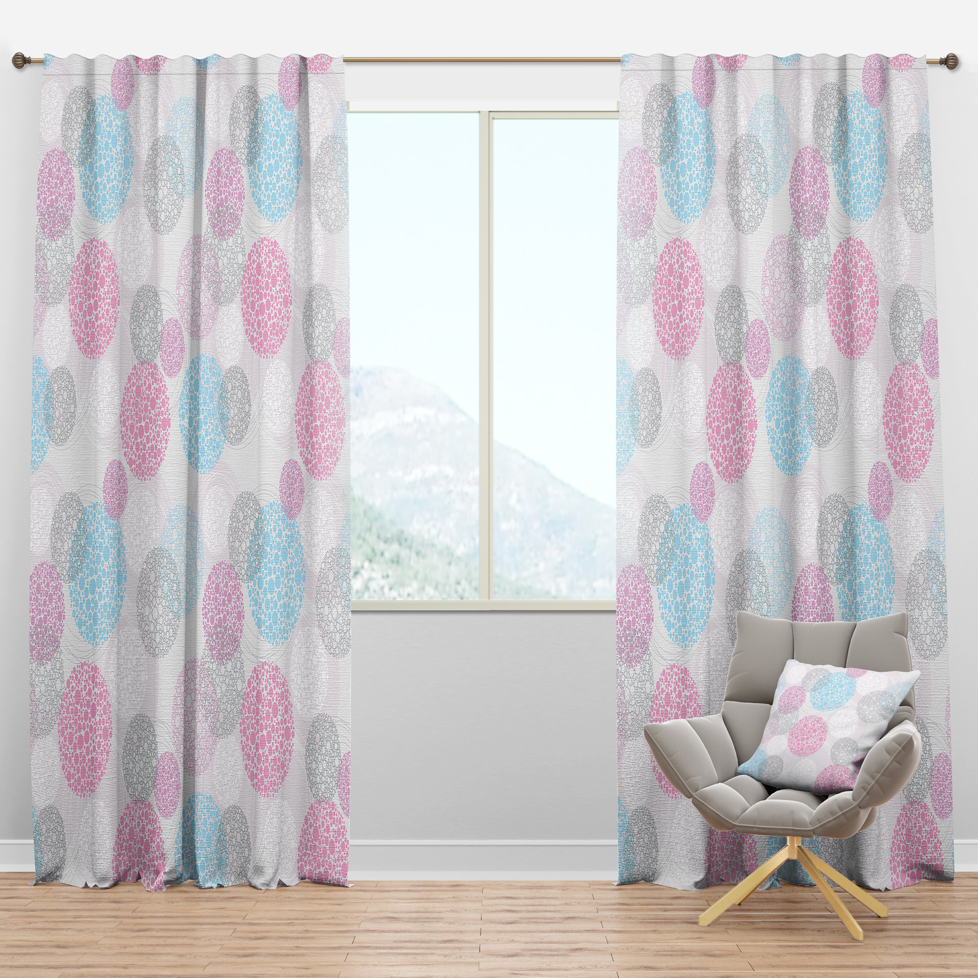 Design Art Mid-Century Circular III Polka Dot Polka Dots Semi-Sheer ...