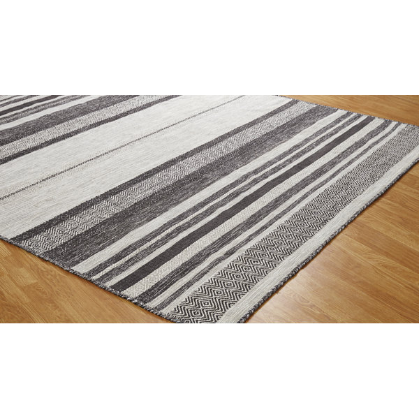 Union Rustic Phillipston Striped Handmade Cotton Gray/Brown Area Rug ...