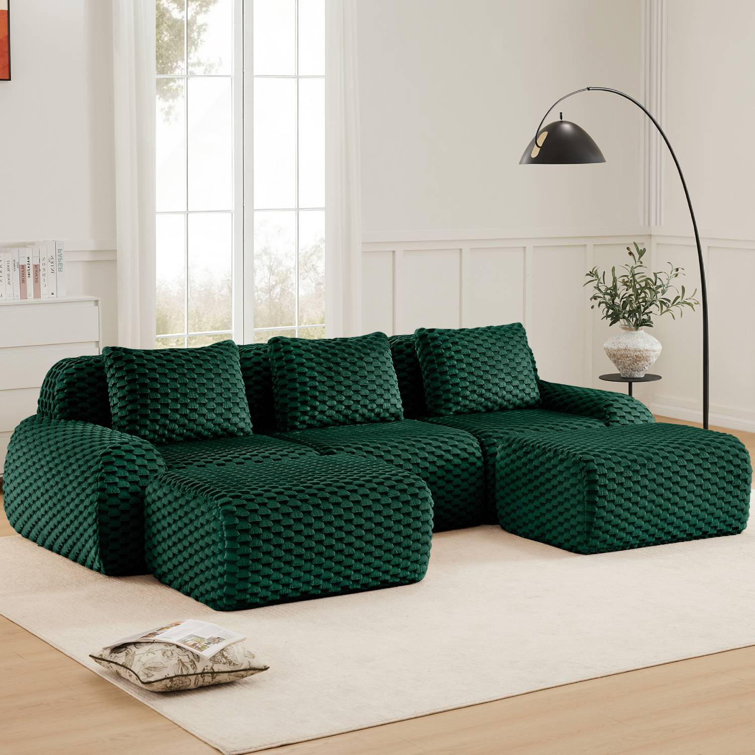 Latitude Run® 114" Flannel U-Shaped Modular Sectional With Movable ...