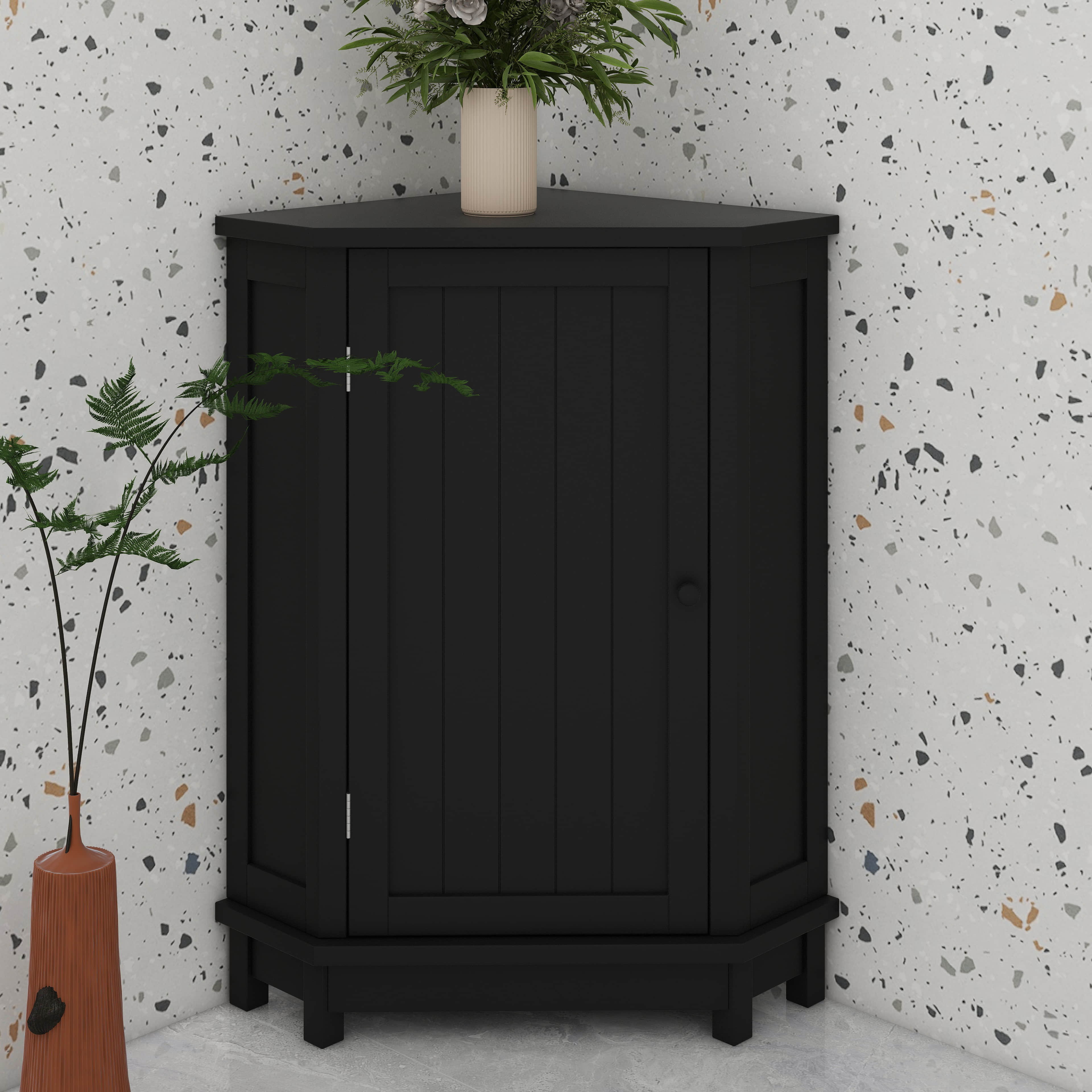Lark Manor Triangle Corner Bathroom Cabinet Adjustable Shelf - Wayfair ...