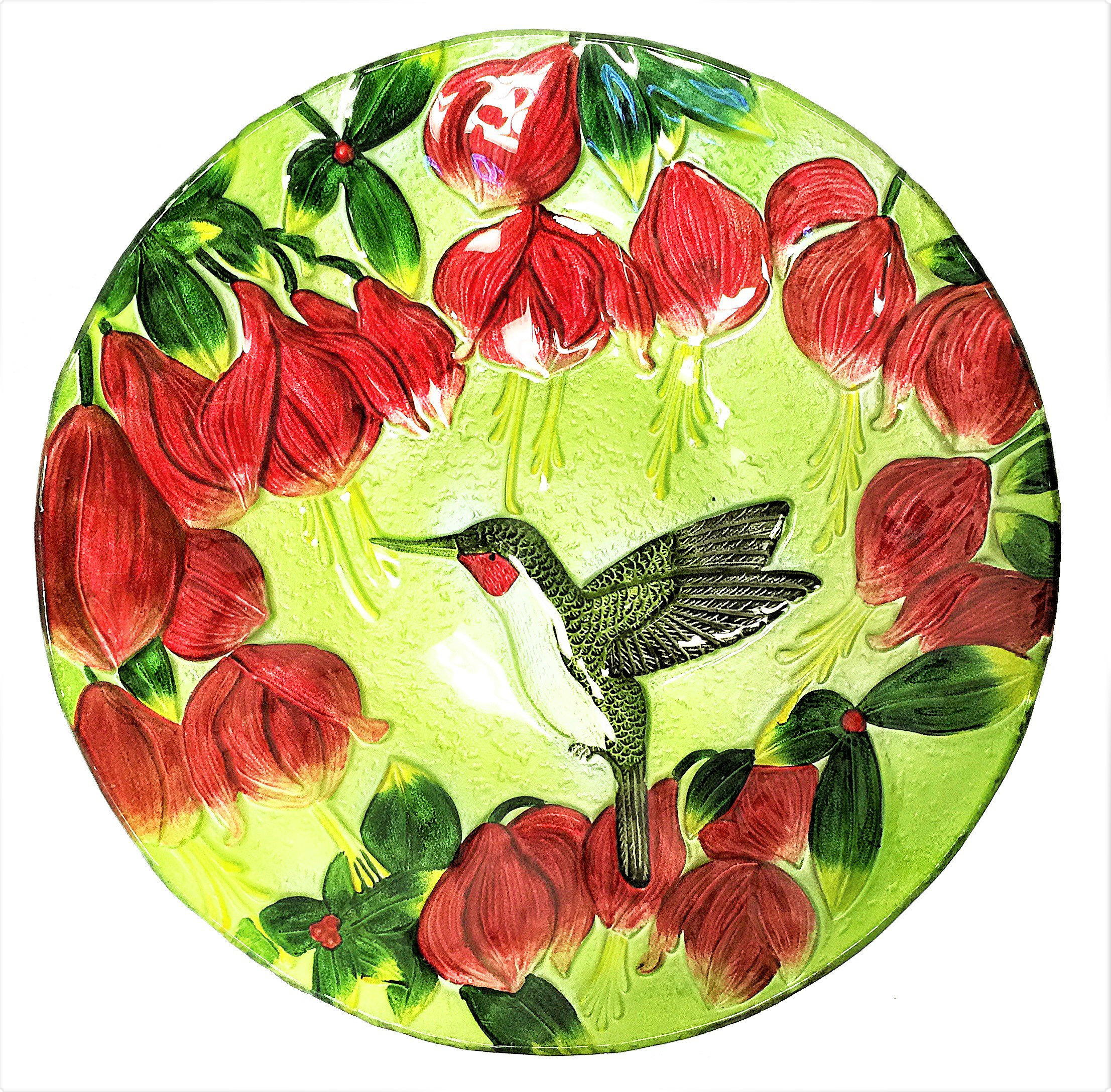 Continental Art Center 18" Hummingbird Glass Plate and Bird Bath | Wayfair