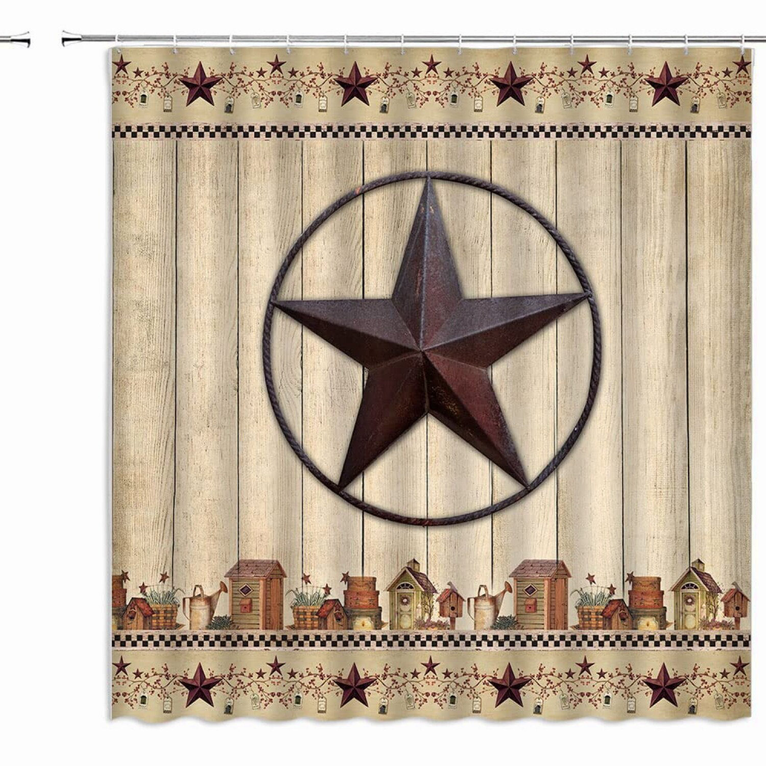 Ophelia & Co. Western Star Rustic Shower Curtain - Vintage Wood ...