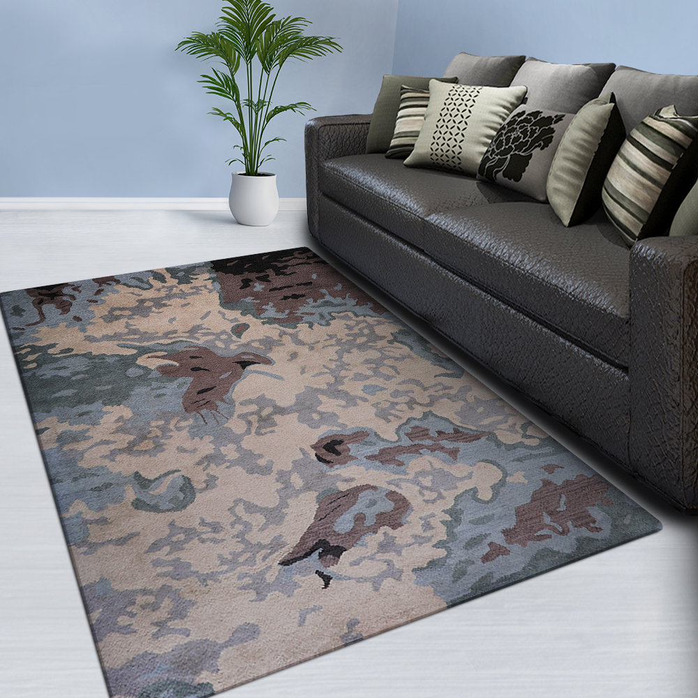 17 Stories Multicolor 100% Wool Handmade Abstract Area Rugs, Hand ...