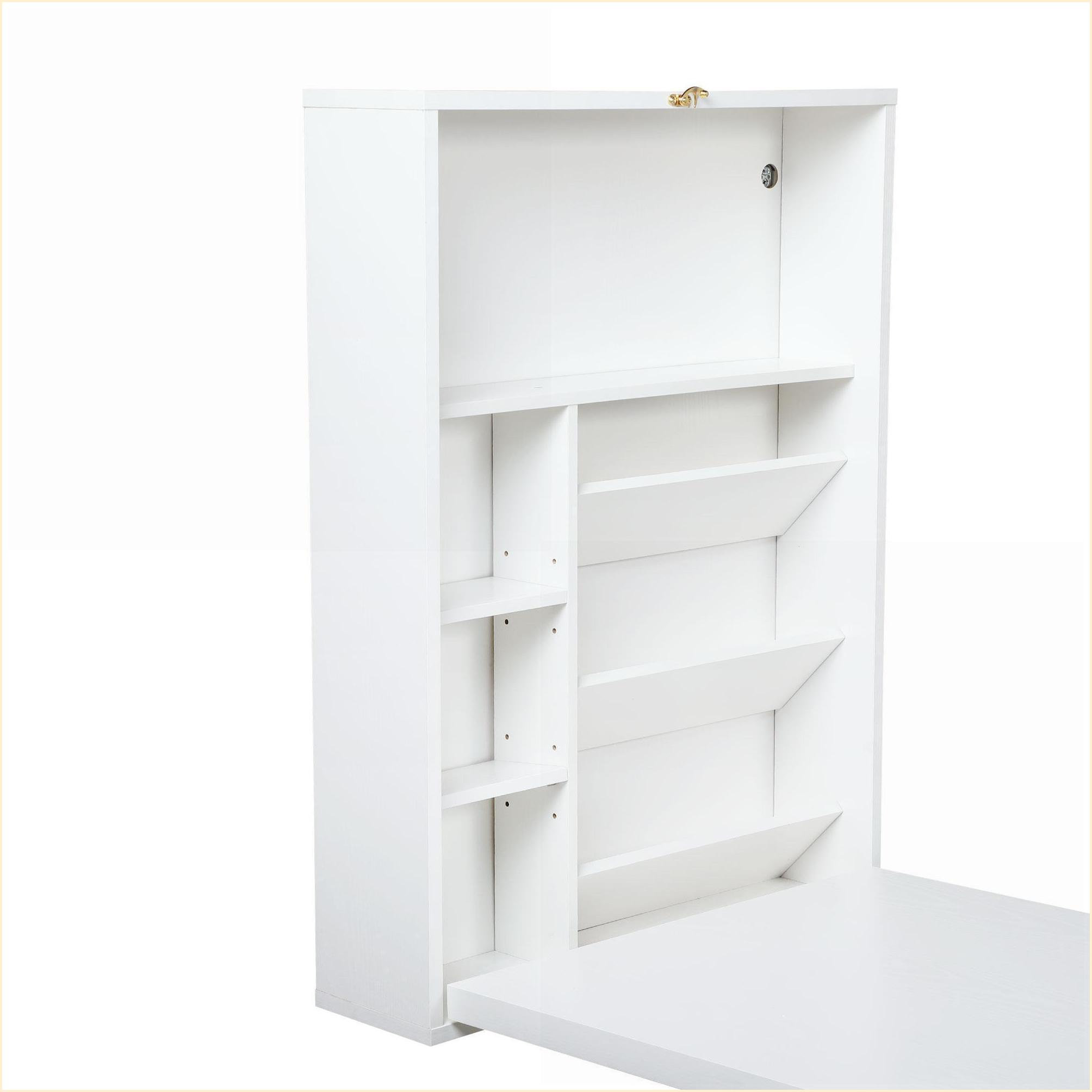 Ivy Bronx Desks Modern Compact Wall Mounted Folding Desk with Storage ...