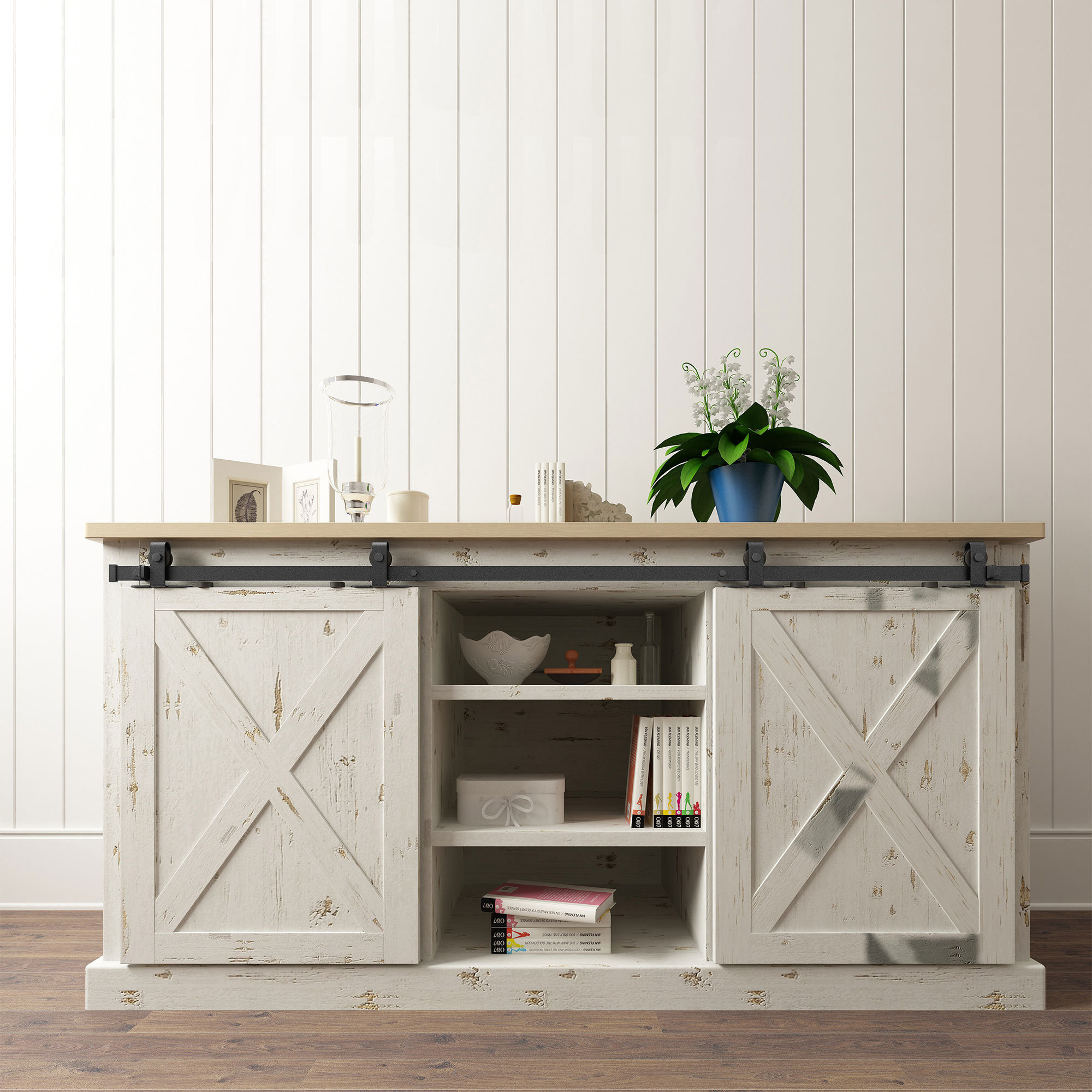 American Pro Decor Solid Steel Mini Sliding Rolling Barn Door Hardware ...