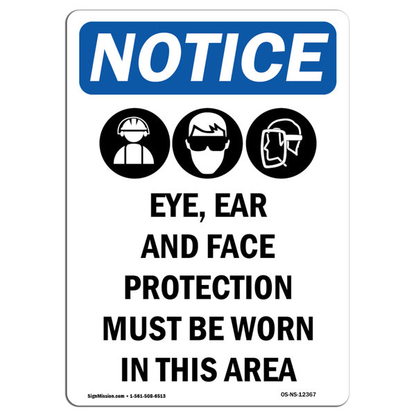 SignMission Eye Ear and Face Protection Sign | Wayfair