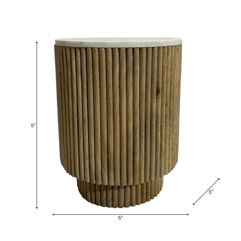 Ivy Bronx 20" Ribbed Pedestal Table Marble Top, White | Wayfair