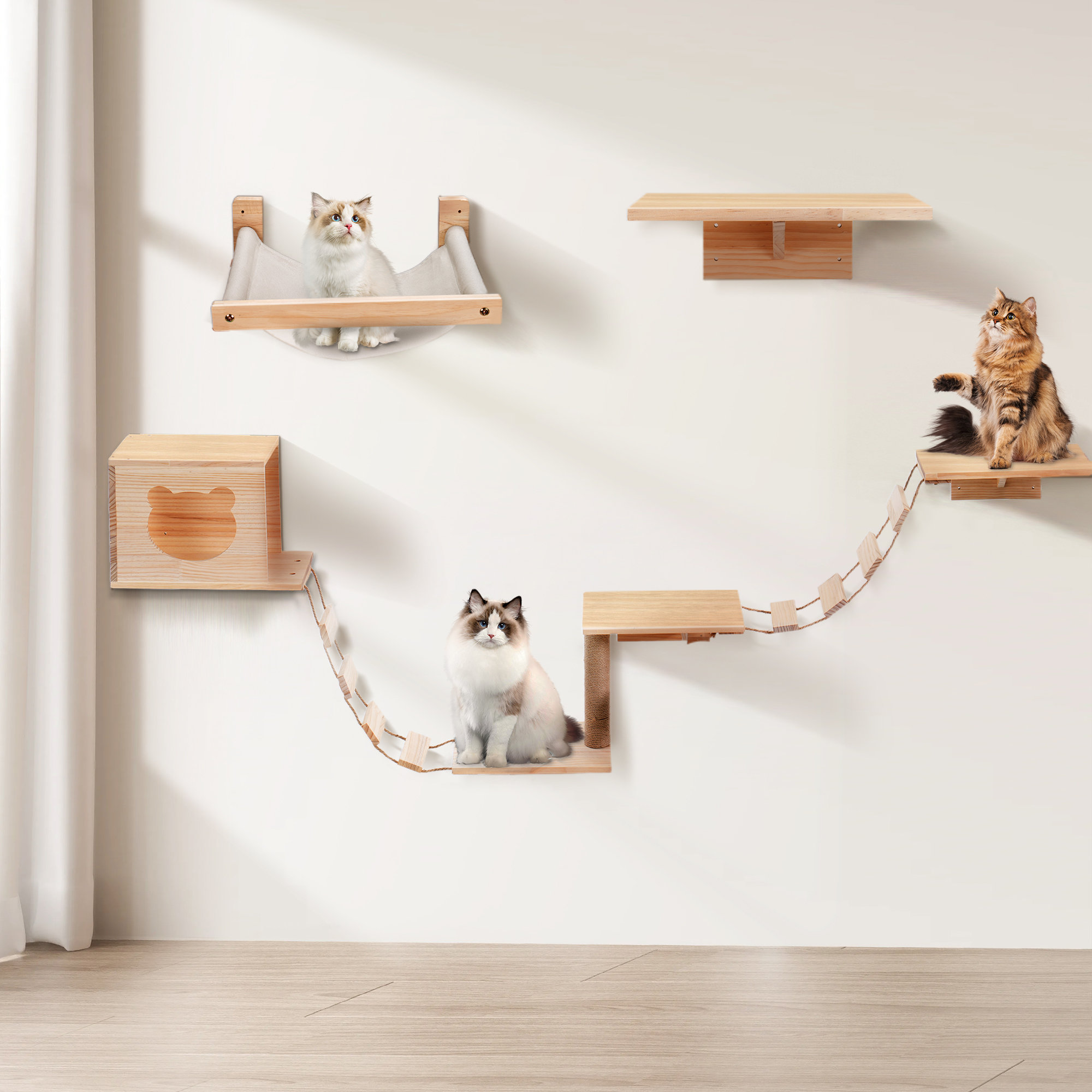 Tucker Murphy Pet™ Filio 9Pcs Wall Mounted Cat Tree, Pet Climbing ...