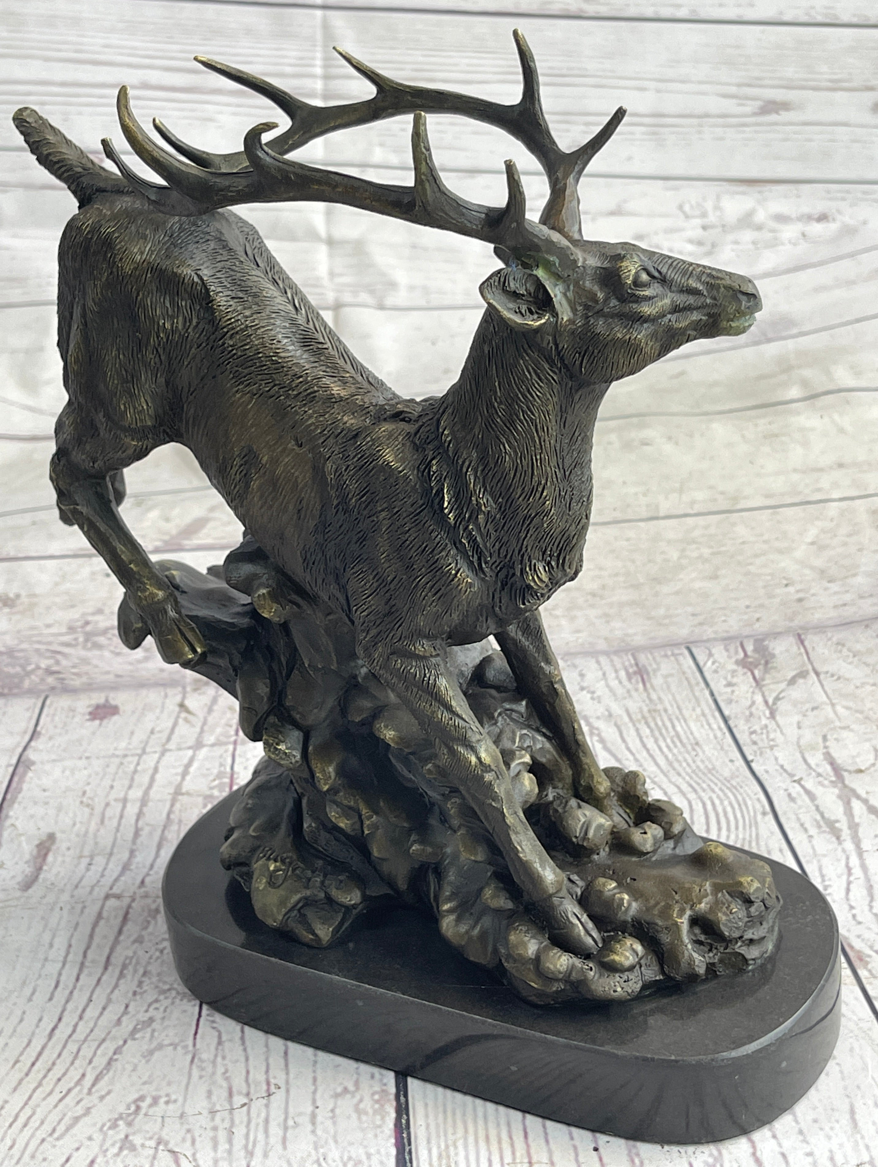 Loon Peak® Johnise Running Deer Elk Buck Stag Caribou Reindeer Bronze ...