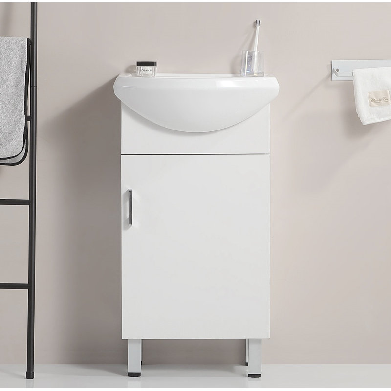 Winston Porter 18-inch mini bathroom cabinet with ceramic sink White ...