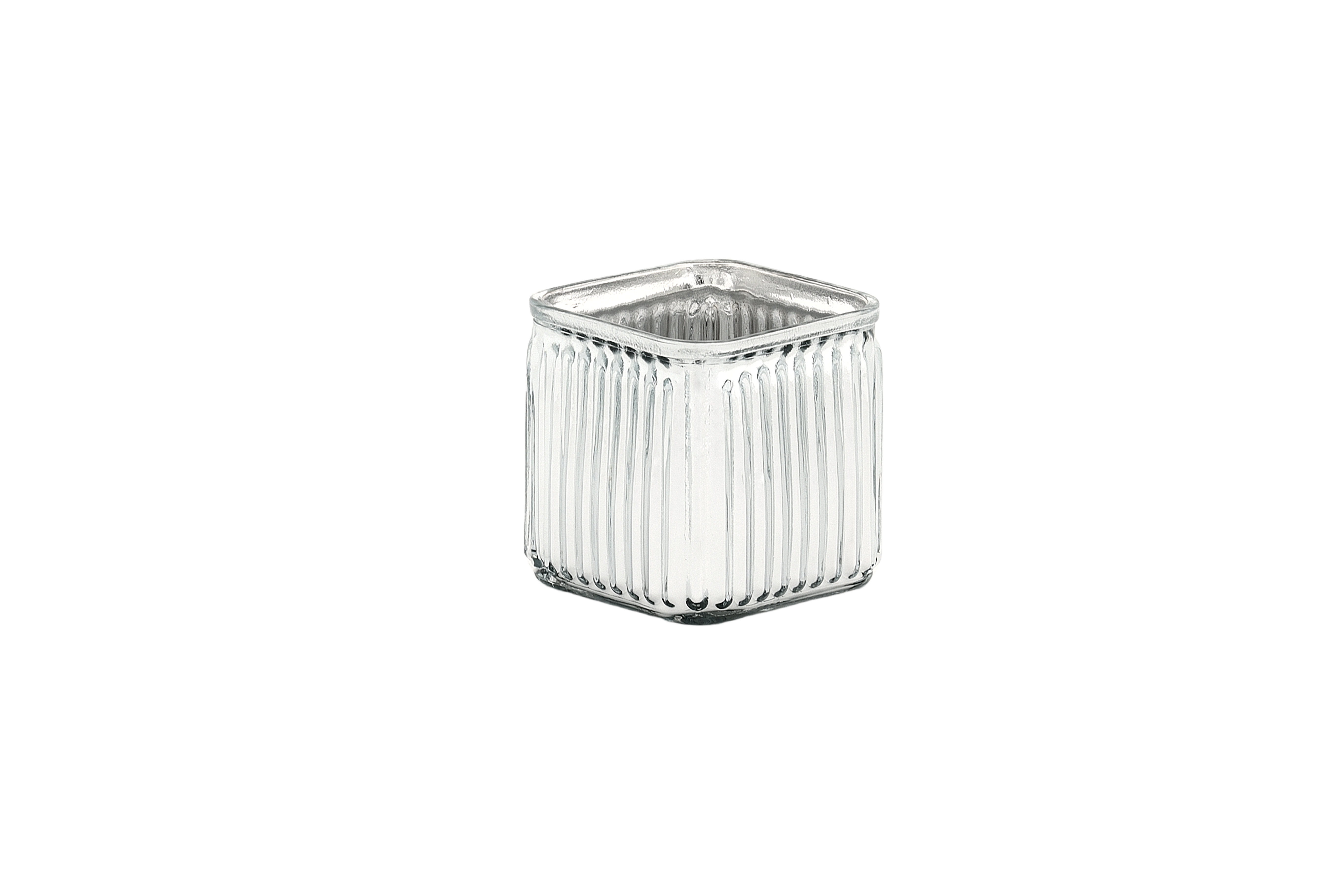 Ebern Designs Machine Made Glass Cube Vase Silver-5.00''H | Wayfair