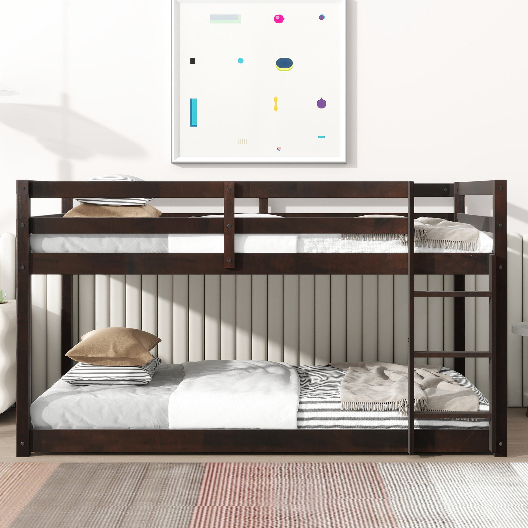 Harriet Bee Twin Over Loft Bed, Finish - Strong Rubber Wood Structure ...