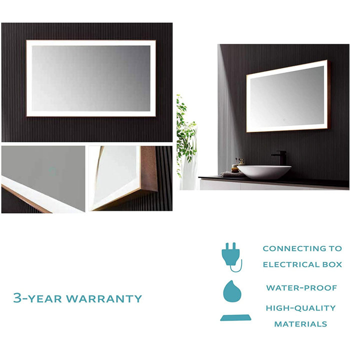 Ebern Designs Shelese Rectangle LED Metal Wall Mirror | Wayfair