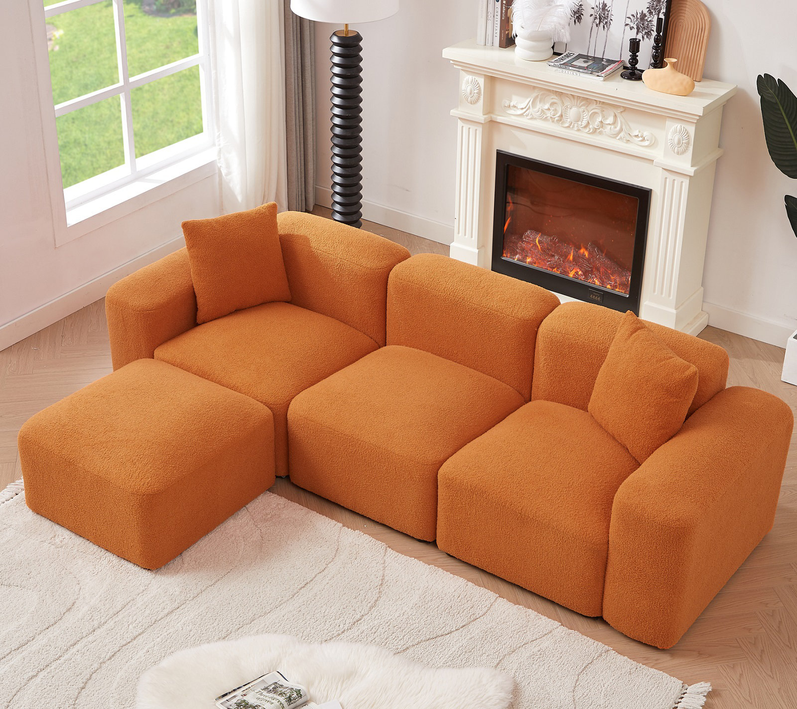 Wade Logan Convertible Sectional Sofa Couch, 4 Seat Sofa Set for Living ...