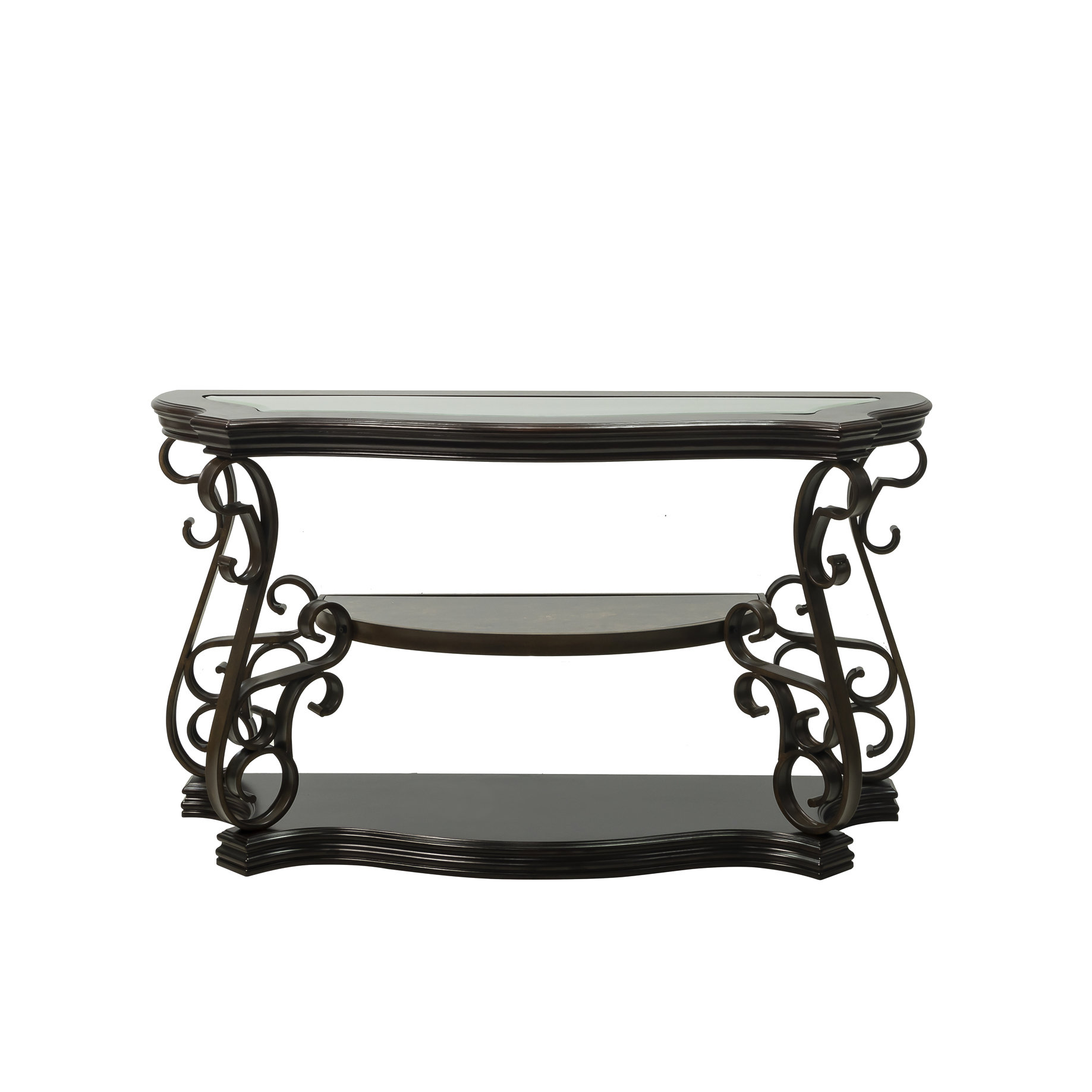 Latitude Run® Splendid Table With Glass Top And W/Marble Pattern Shelf ...