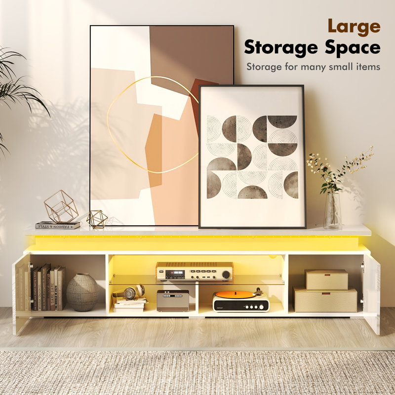 Wrought Studio™ Modern TV Stand with RGB LED Lights for TVs up to 75 80 ...