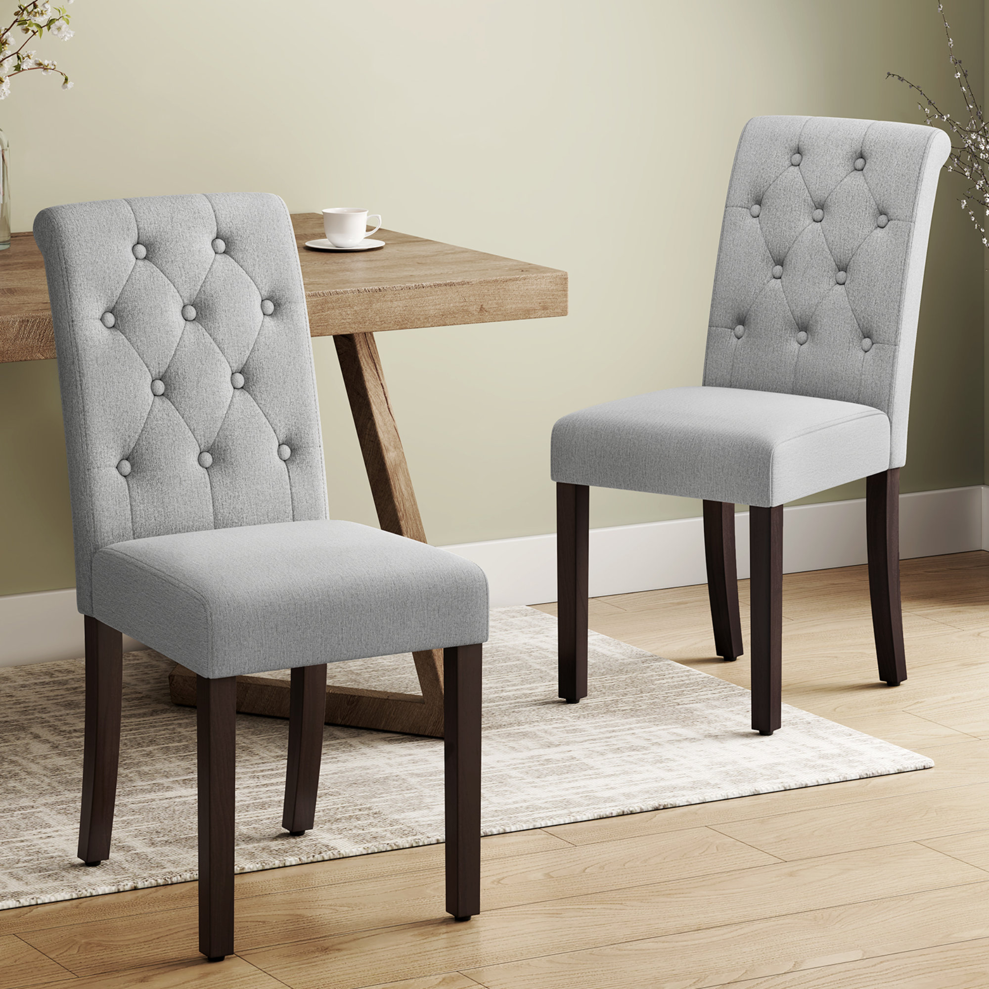 Red Barrel Studio® Swade Tufted Upholstered Wooden Dining Parsons Chairs & Reviews | Wayfair