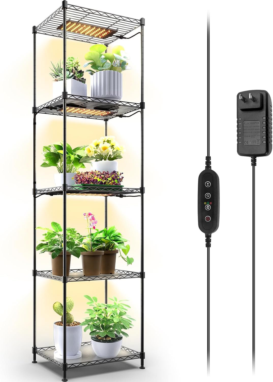 Arlmont & Co. Tablette à 5 niveaux pour plantes avec panneau de lumière ...