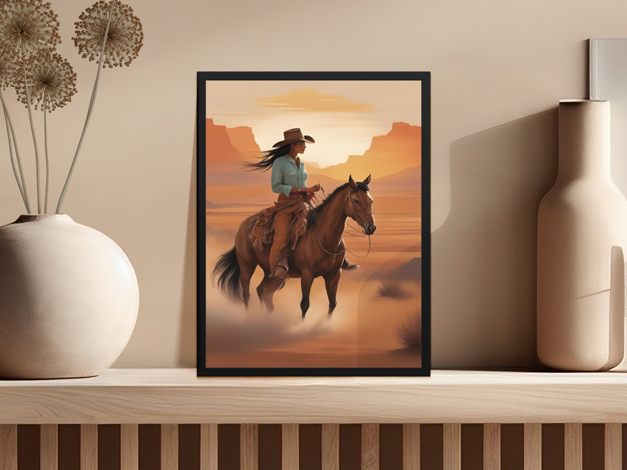 Brayden Studio Western Beauty Rider on Horse Desert Scene Artwork ...