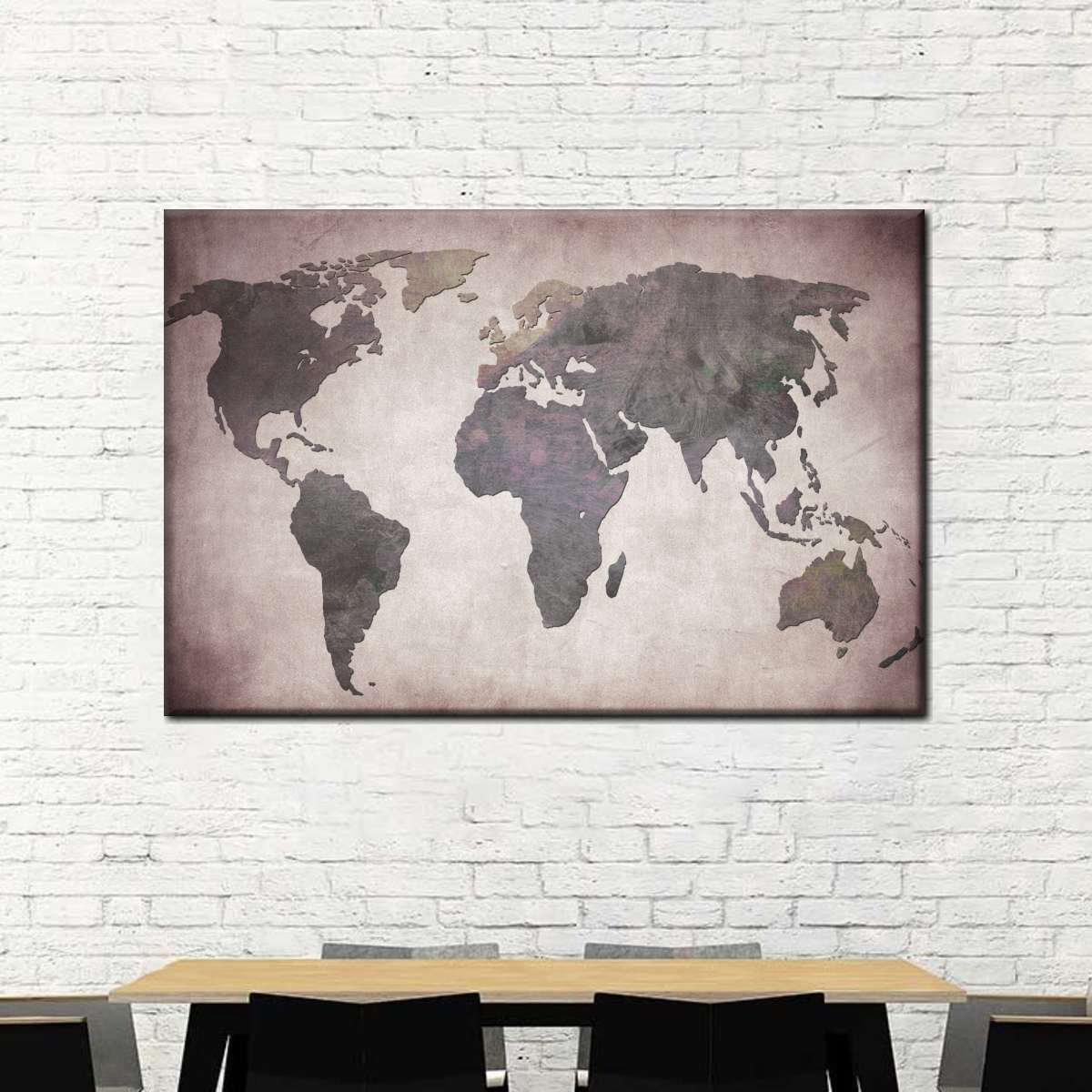 17 Stories World Map Rustic Landmark World Map On Canvas Print | Wayfair