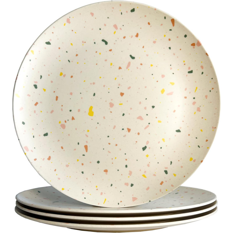 Orren Ellis 4-Pack Bamboo Fiber Dinner Plates - Alternative For Plastic ...