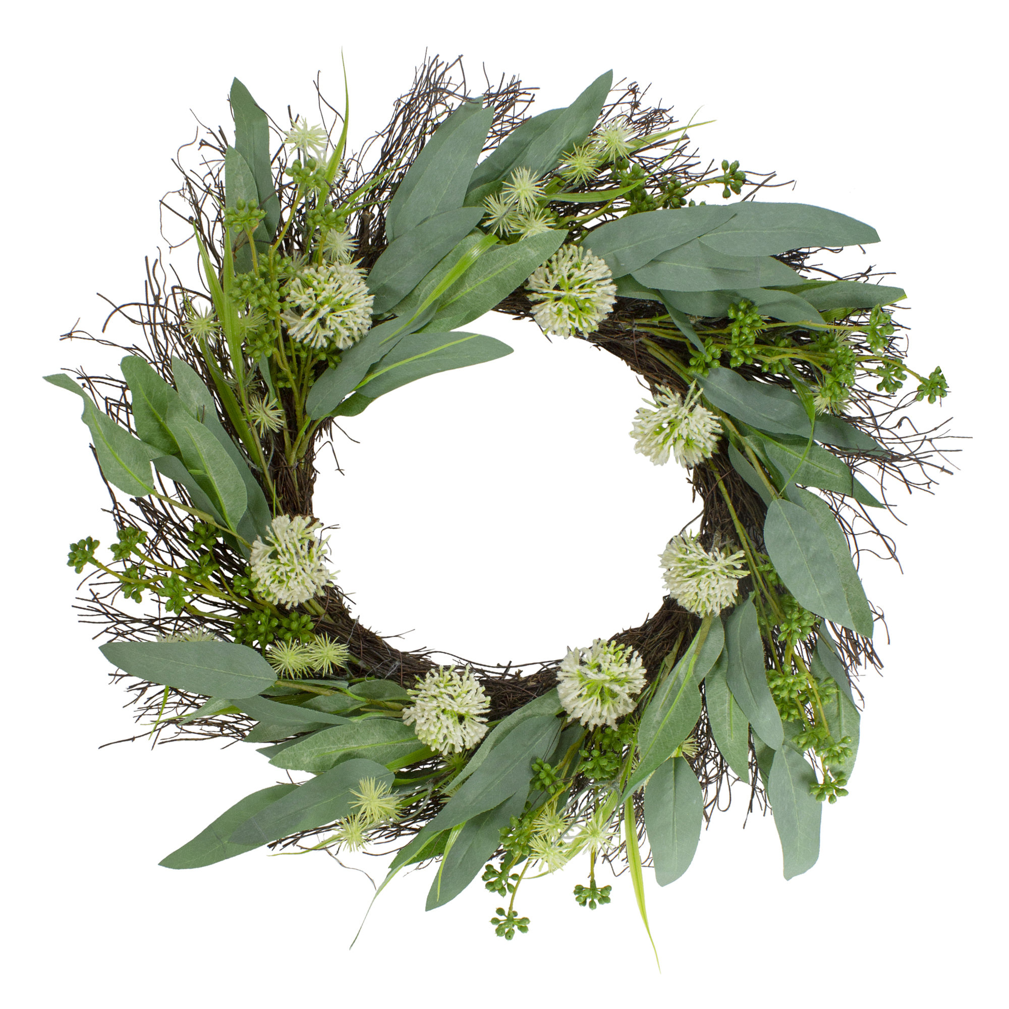 Primrue Couronne de feuilles d'olivier et de rameaux floraux vert et ...