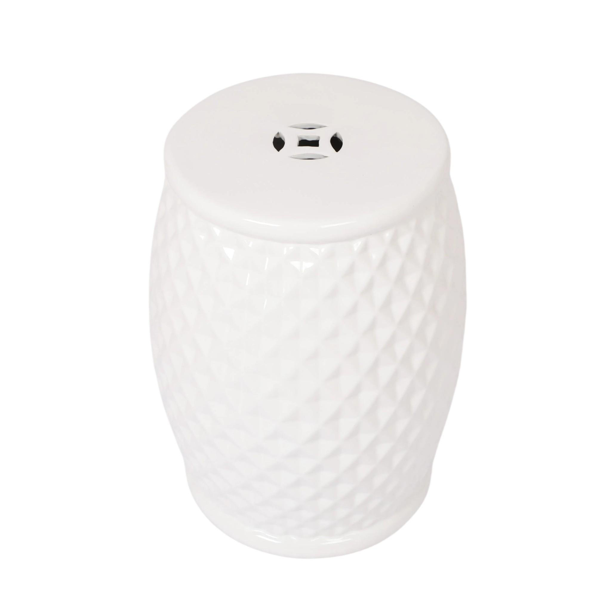 17 Stories 11" x 17.25" Glazed Ceramic Drum Stool - Indoor/Outdoor Side ...