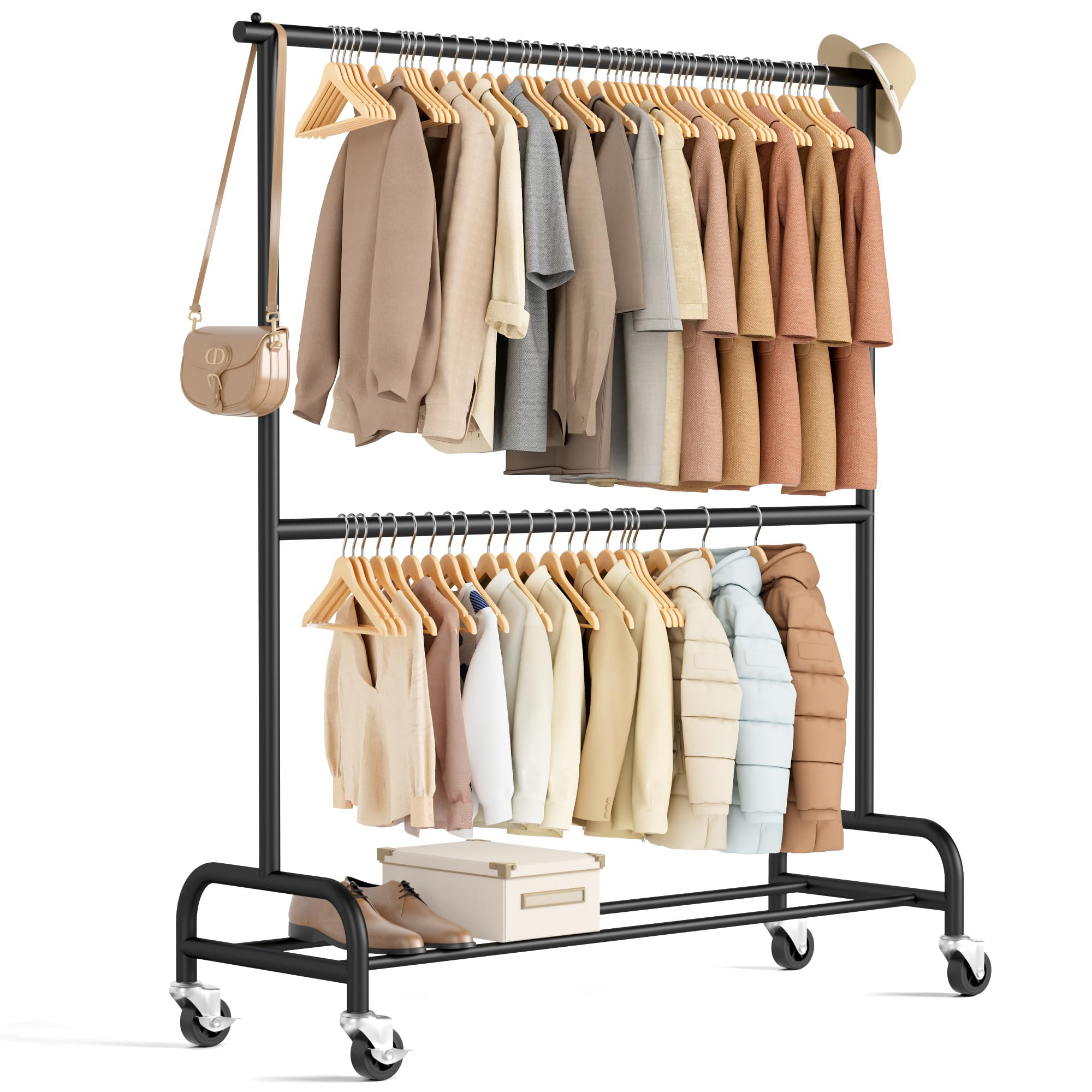 Rebrilliant Heavy Duty Clothes Hanger, Rolling Clothes Hanger, Heavy ...